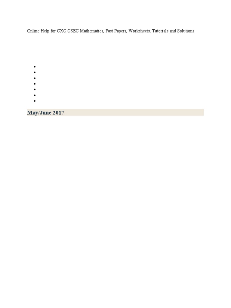 Online Help For CXC CSEC Mathematics | PDF