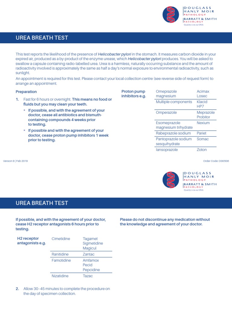 DHM Collection-Instructions Urea-Breath-Test 201902 - Unknown | PDF ...