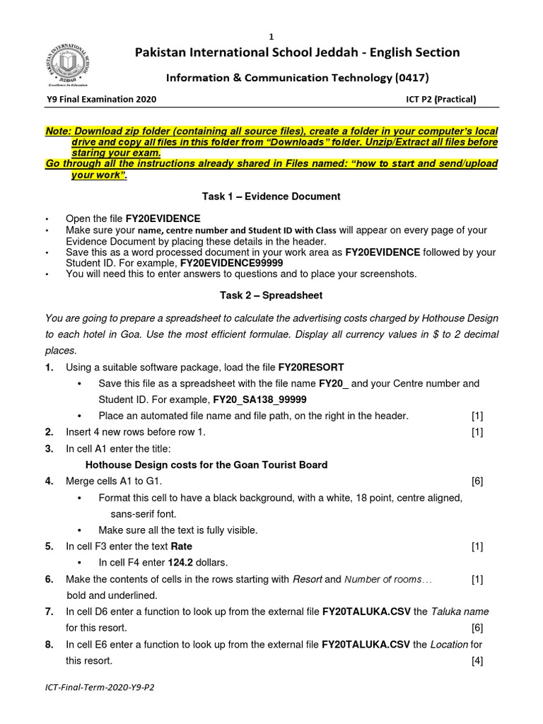 ICT P2 Practical Exam Question Paper | PDF | Spreadsheet | Paragraph ICT P2 Practical Exam Question Paper | PDF | Spreadsheet | Paragraph