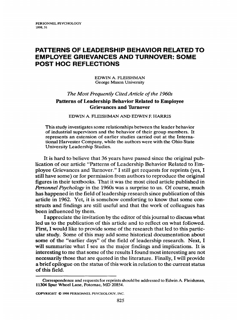 Patterns of Leadership Behavior Related | PDF | Turnover (Employment ...