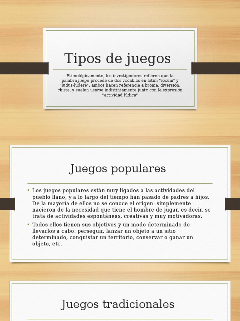 Tipos De Juegos Pdf Juego De Azar Ocio