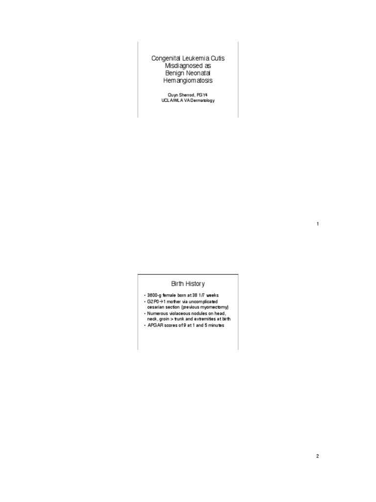 Congenital Leukemia Cutis Case Study | PDF | Leukemia | Cancer