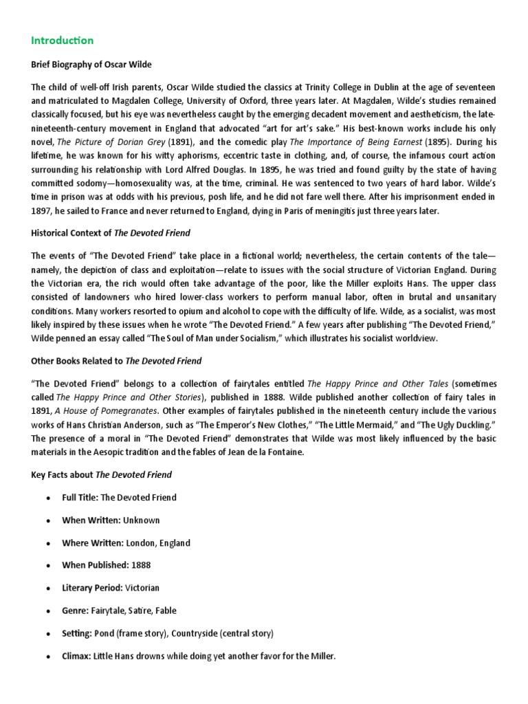 The Devoted Friend - Info | PDF | The Happy Prince And Other Tales ...