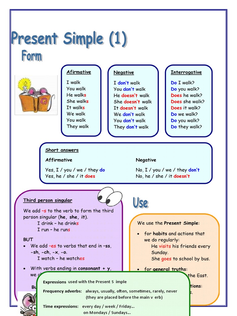 Present Simple 1 | PDF | Syntactic Relationships | Languages