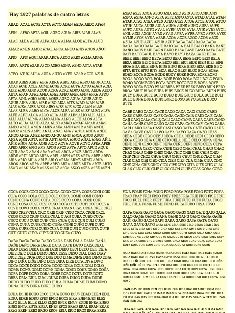 Listado de Palabras Con B | PDF