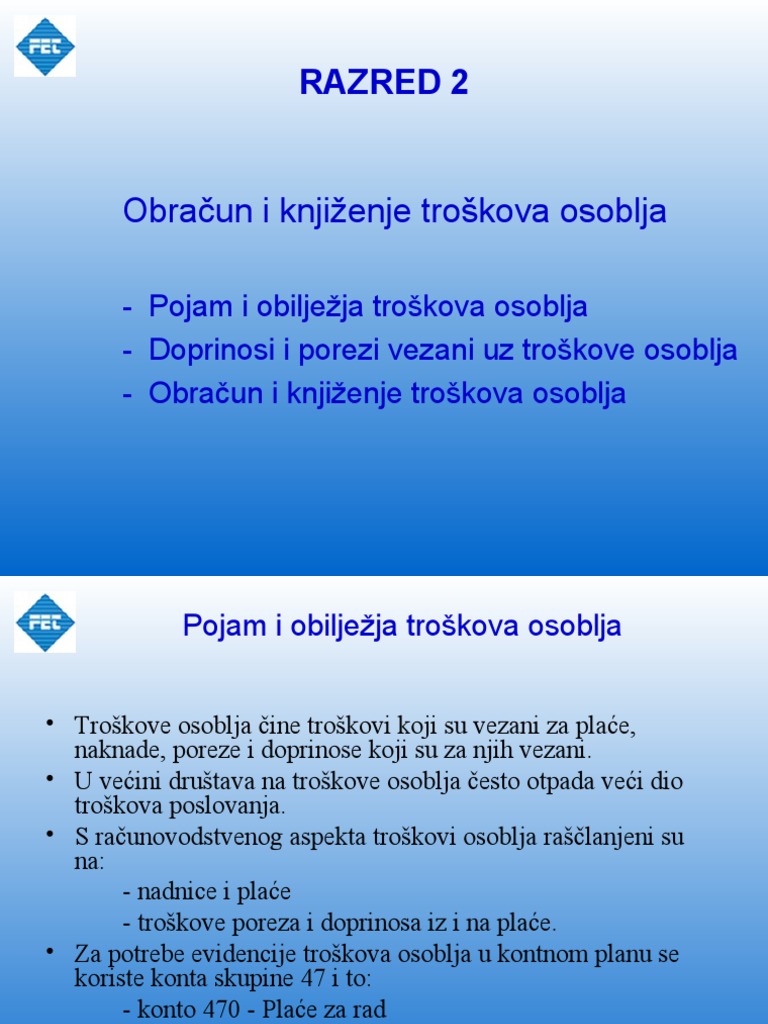 RAZRED 2 - Obracun I Knjizenje Troskova Osoblja - Pps | PDF