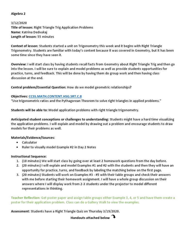 Algebra 2 Lesson Plan 3 | PDF