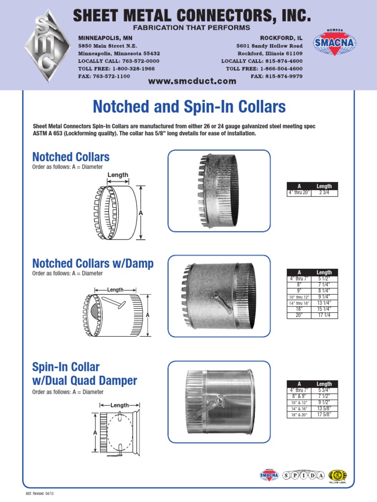 Spin Collar Dual Quad Damper PDF | PDF | Sheet Metal | Manufactured Goods