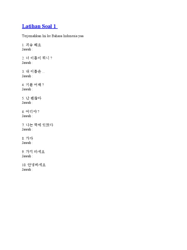 Latihan Soal 1 Korea Pdf