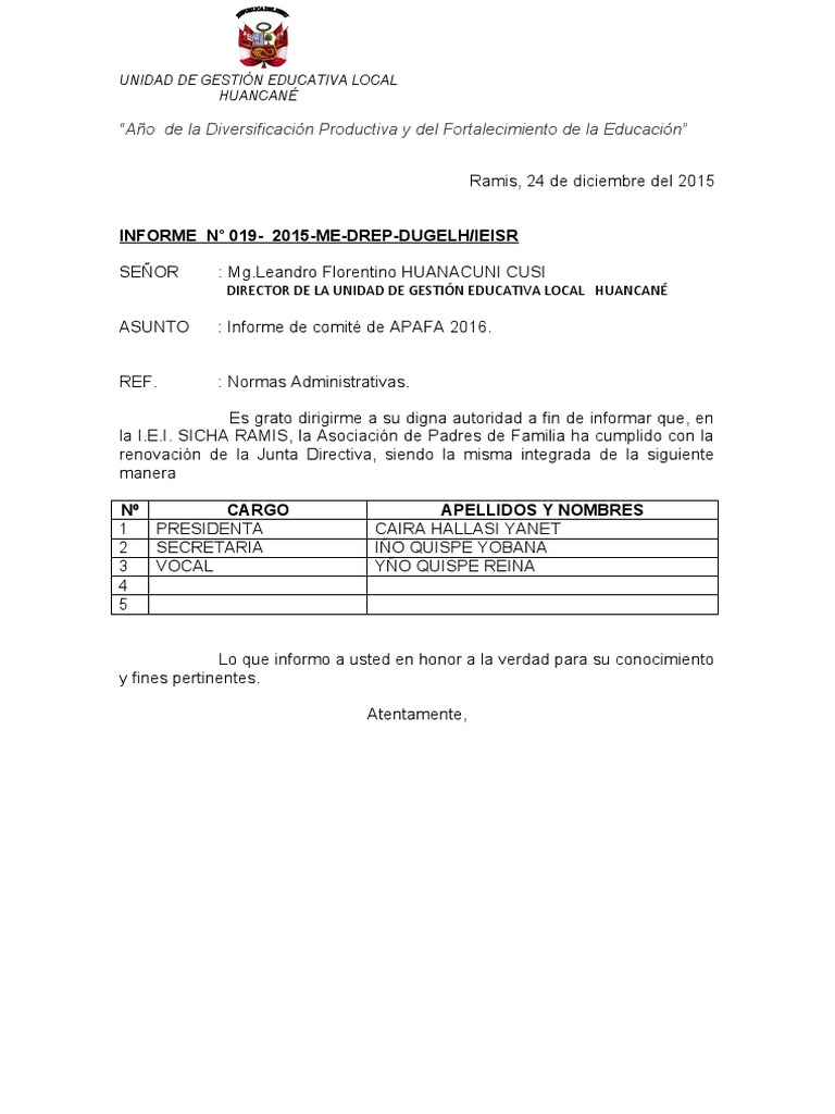 Informe de Comite de Apafa | PDF