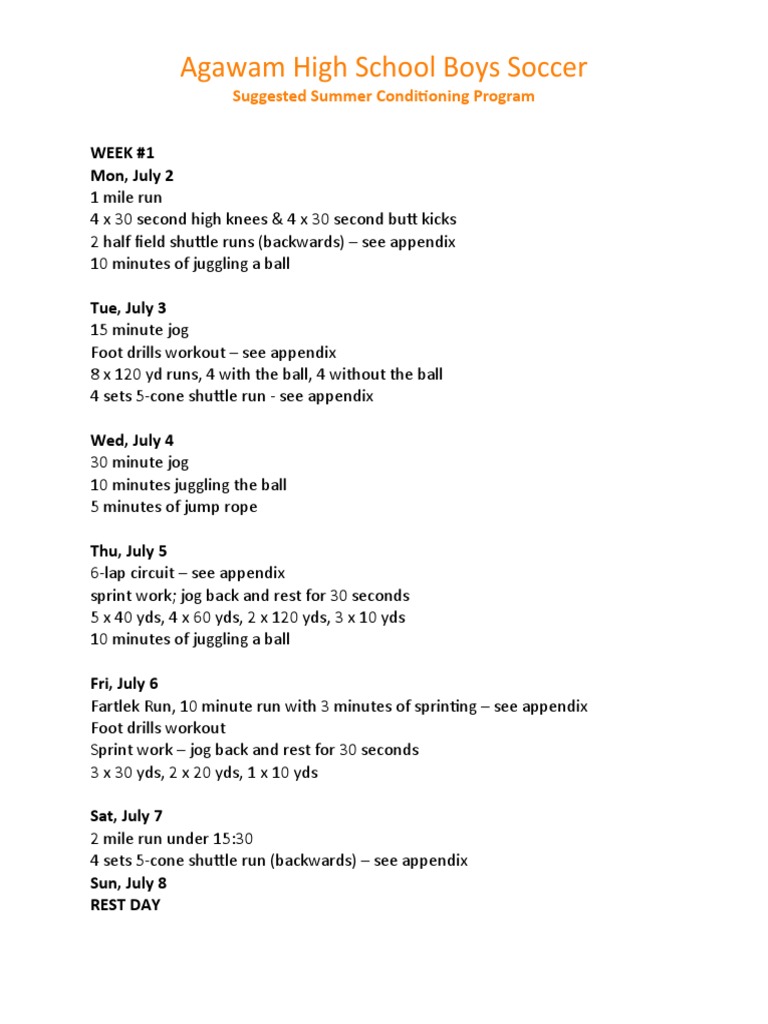 Summer Conditioning Program | PDF | Games Of Physical Skill | Athletic ...