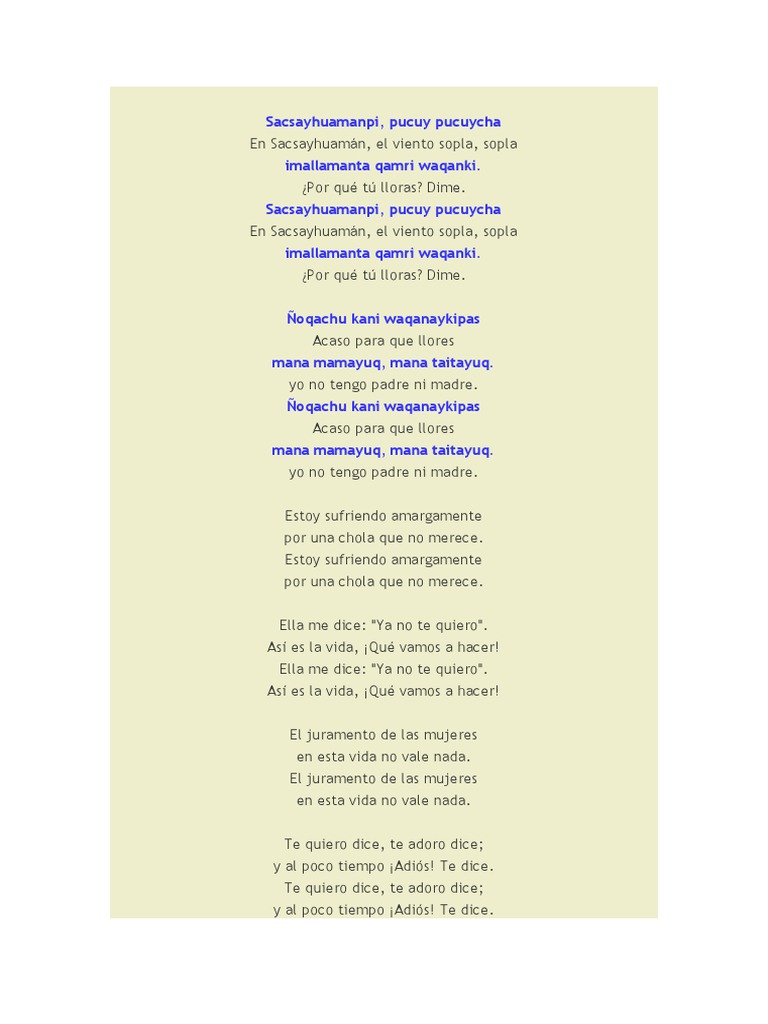 Letra de Canciones y Danzas | PDF | Entretenimiento (general)