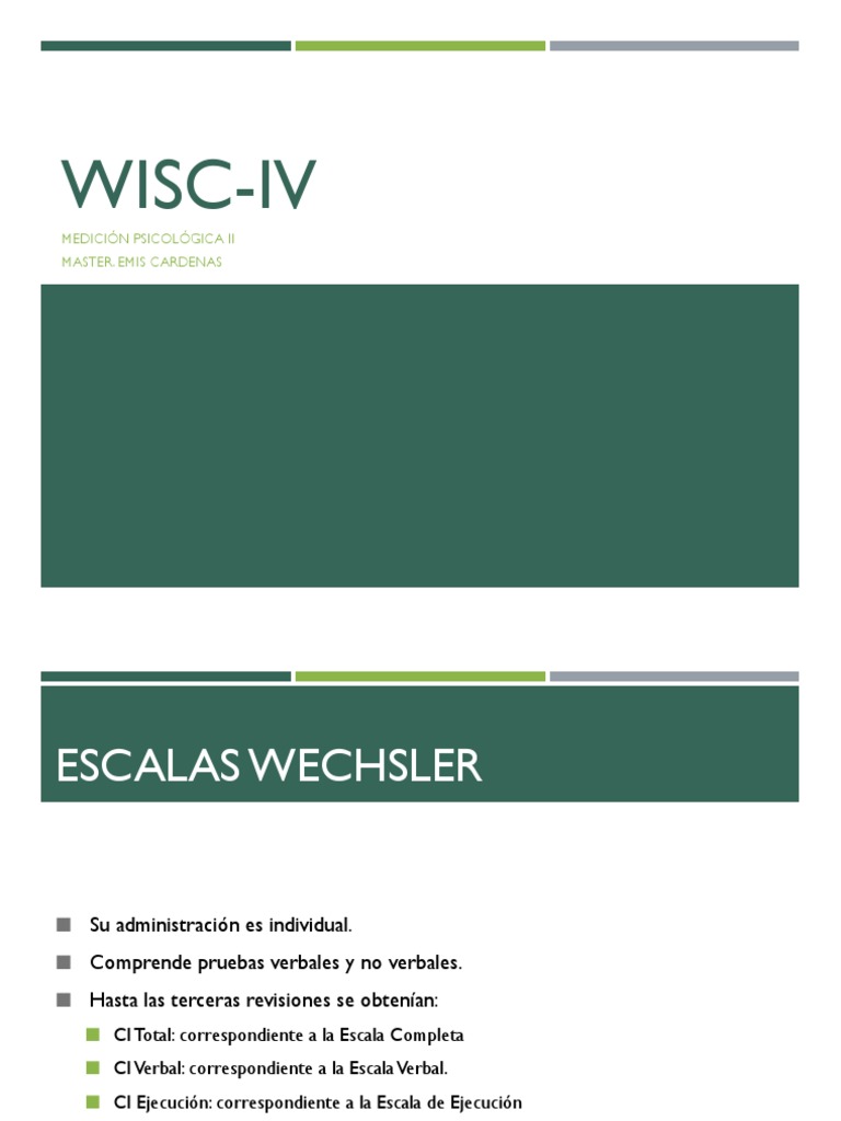 WISC-IV Aplicación e Interpretación PDF | Descargar gratis PDF | Memoria de trabajo | Memoria
