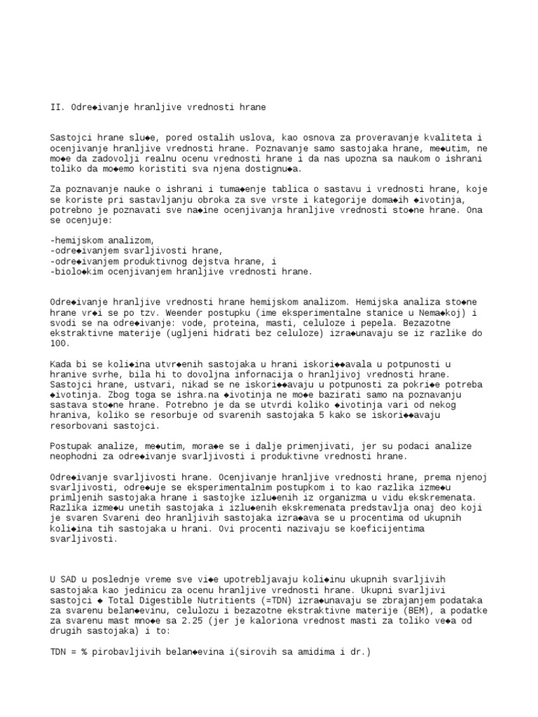 Produktivna Vrijednost - Ocjena Hranjive Vrijednosti | PDF