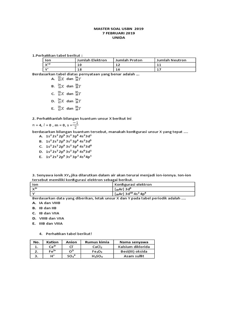 Master Soal Usbn Kimia 2019 | PDF