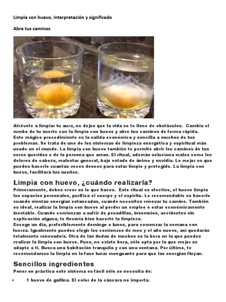 Limpia Con Huevo | PDF | Huevo como alimento | sal