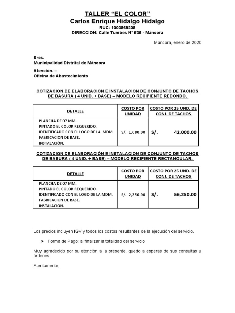 Modelo Proforma | PDF