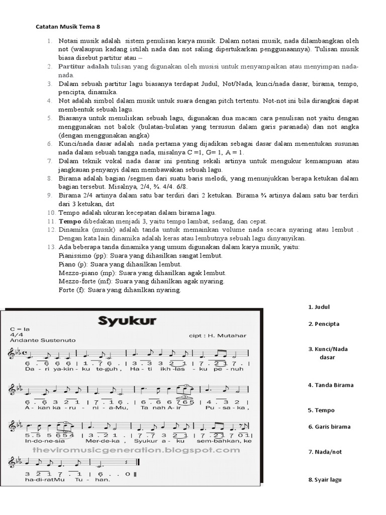 Catatan Musik Tema 8 | PDF