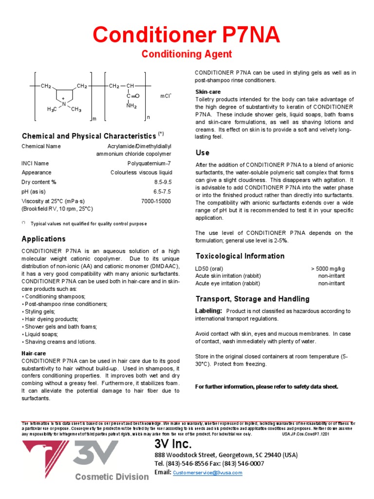 Conditioner P7NA: Versatile Skin & Hair Agent | PDF | Surfactant | Hair ...
