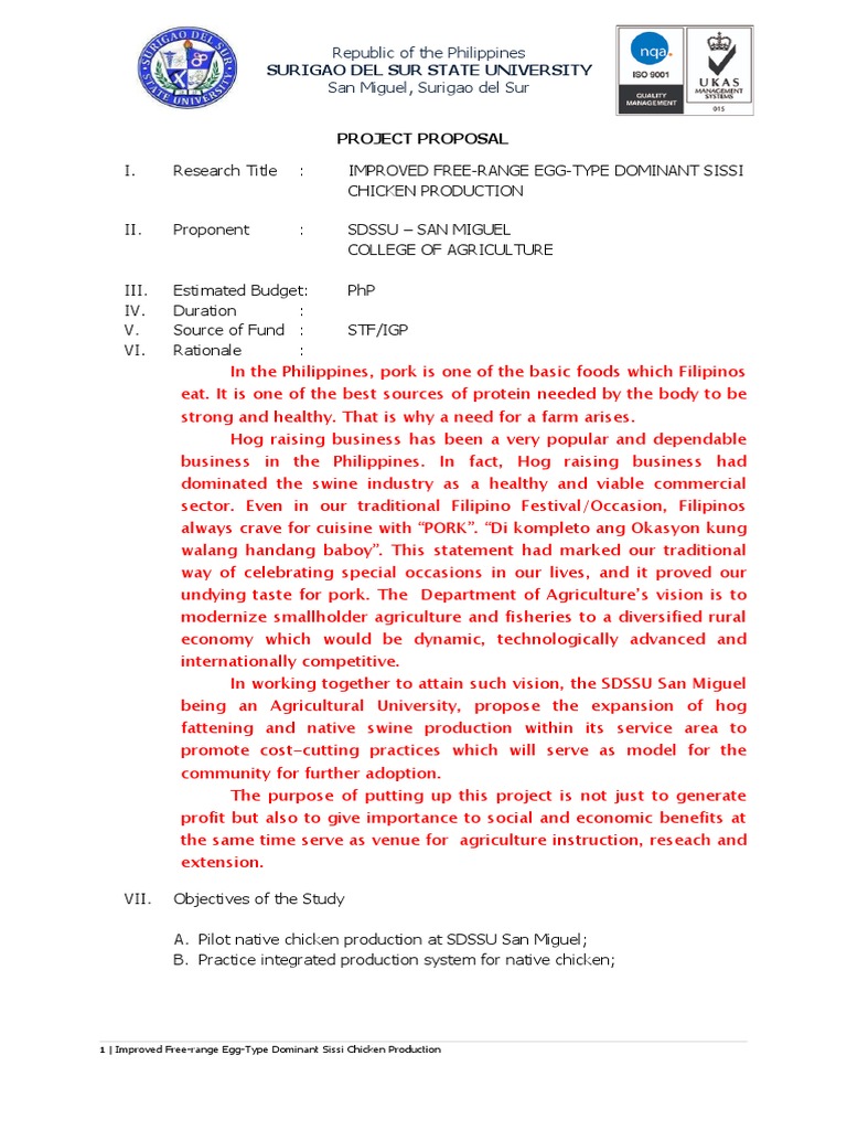 Free-Range Sissi Chicken Project Proposal | PDF | Philippines | Agriculture