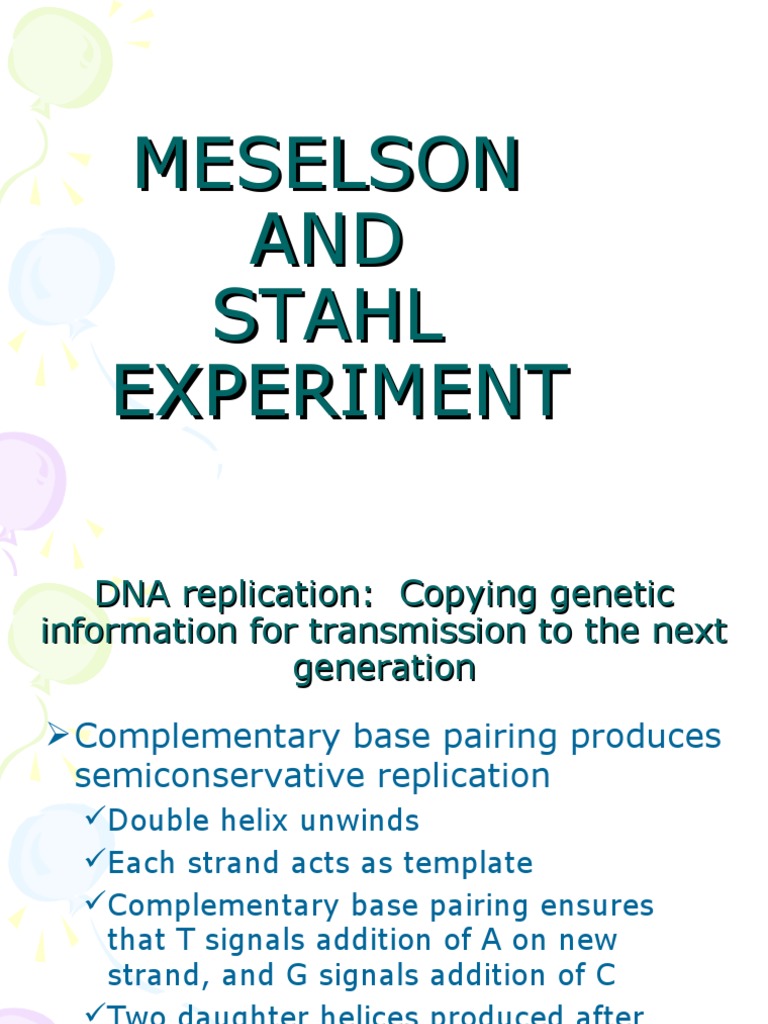 Meselson AND Stahl Experiment | PDF