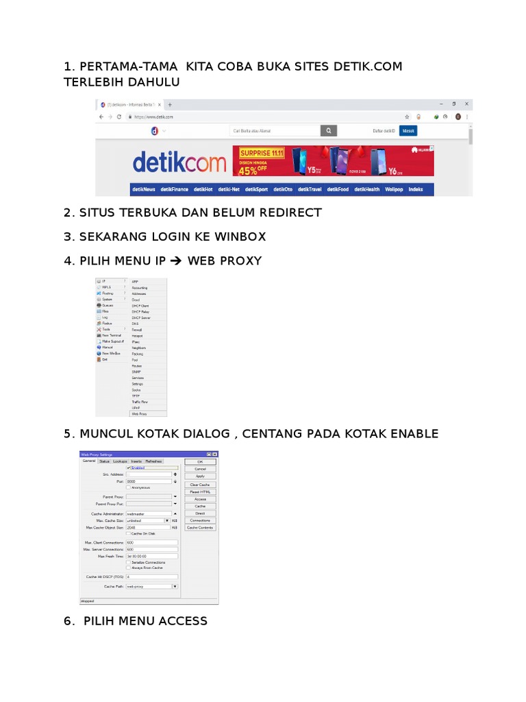 Blokir Dan Redirect Dengan Web Proxy Mikrotik | PDF