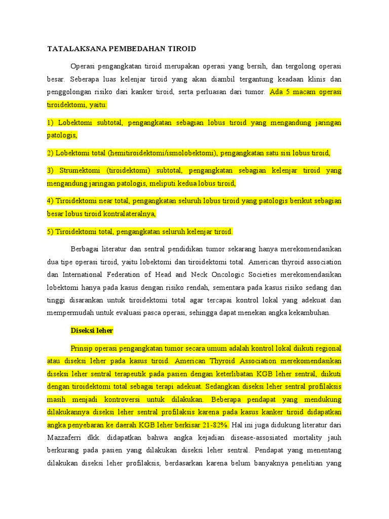 Tatalaksana Pembedahan Tiroid | PDF