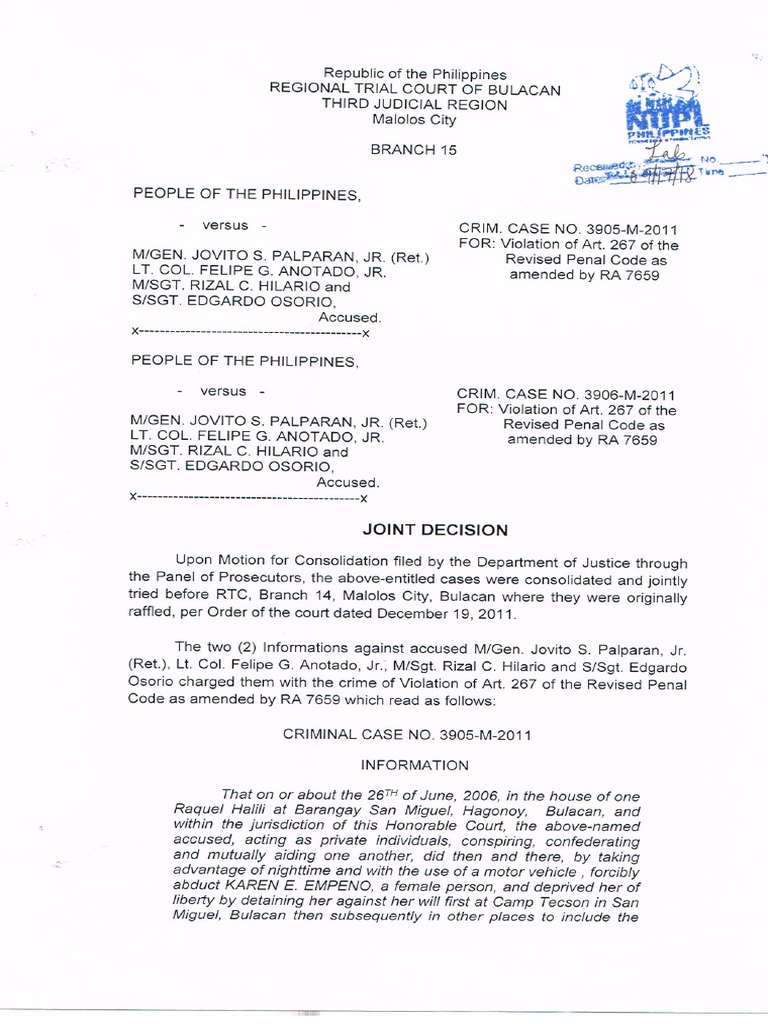 Palparan RTC Decision | PDF