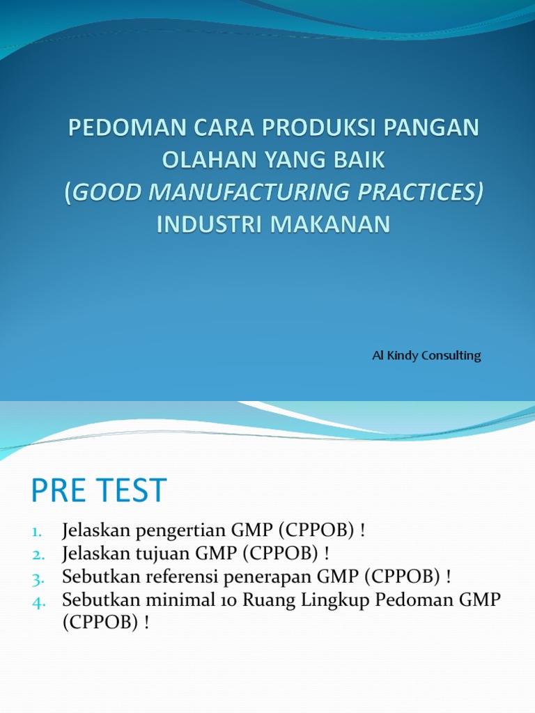 Materi GMP (CPPOB) | PDF | Teknologi & Rekayasa