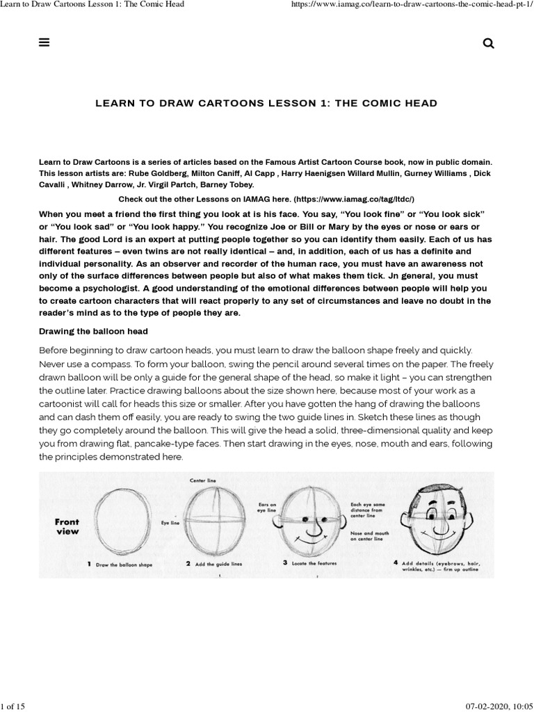 Cartoons Lesson 1 - The Comic Head PDF | PDF | Cartoon | Facial Expression