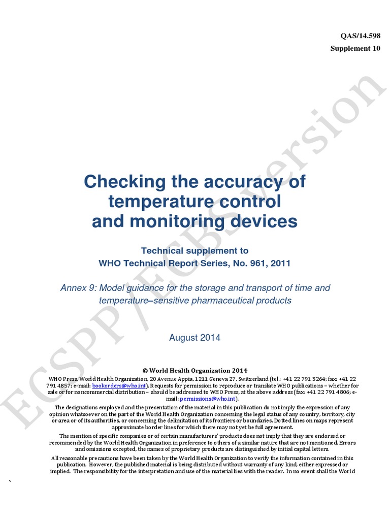 Supplement 10 TS Calibration ECSPP ECBS | PDF | Thermometer | Calibration
