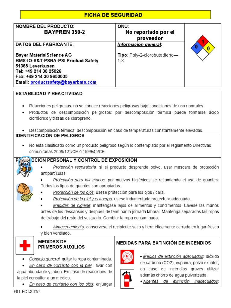 Ficha de Seguridad Baypren 350-2 | PDF | Agua | Sustancias químicas