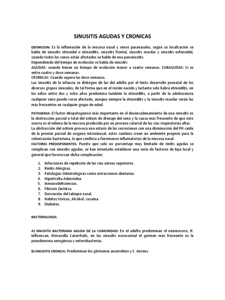 Sinusitis Agudas y Cronicas | PDF | Alergia | Resfriado comun