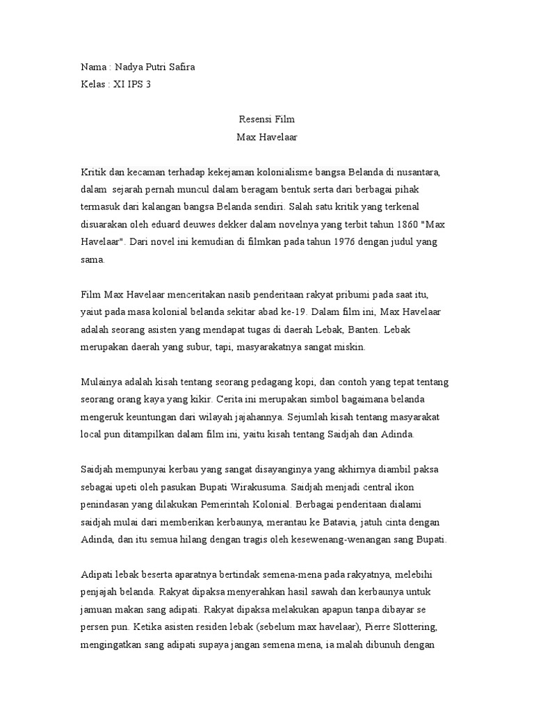 Resensi Film Max Havelaar | PDF | Fiksi Umum