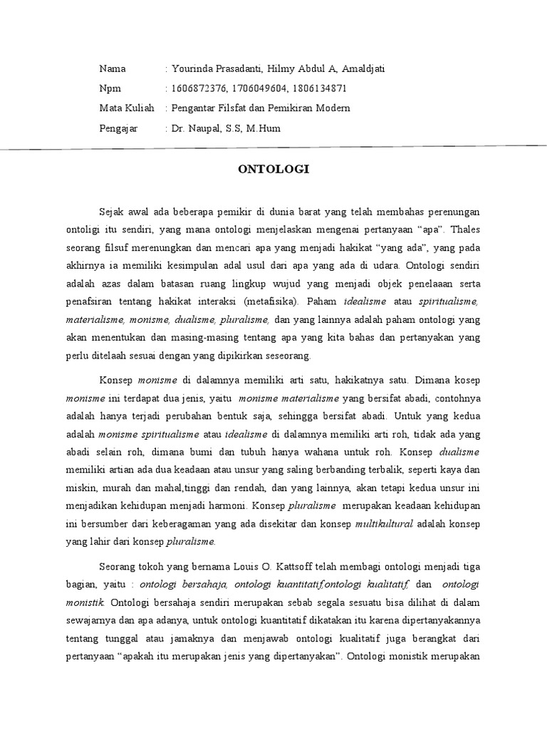 ONTOLOGI (PFPM KE-3) Fix | PDF