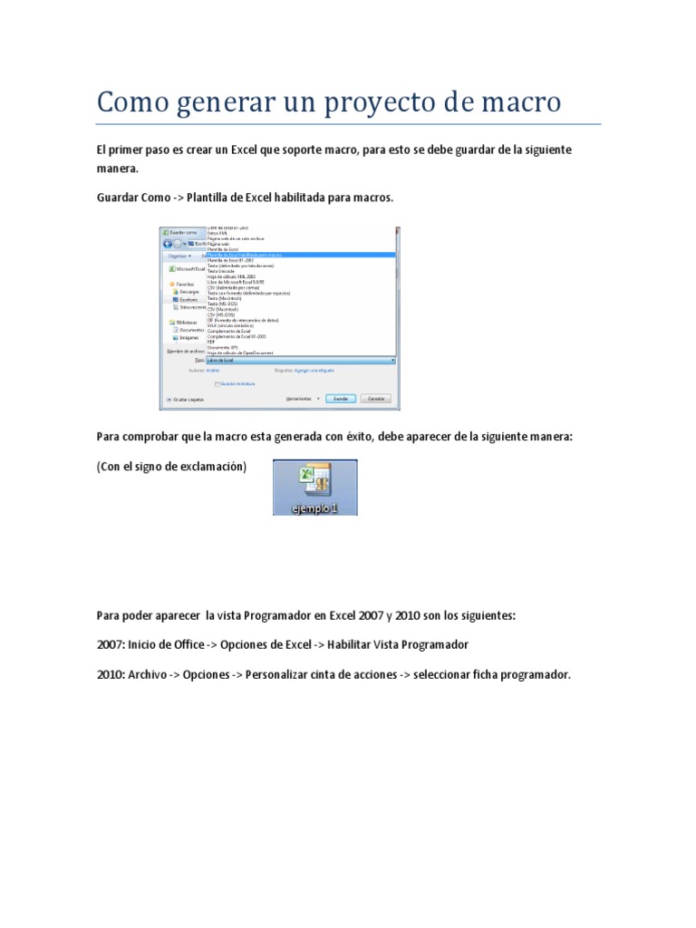 Como Generar Un Proyecto de Macro | PDF | Macro (informática) | Microsoft Excel