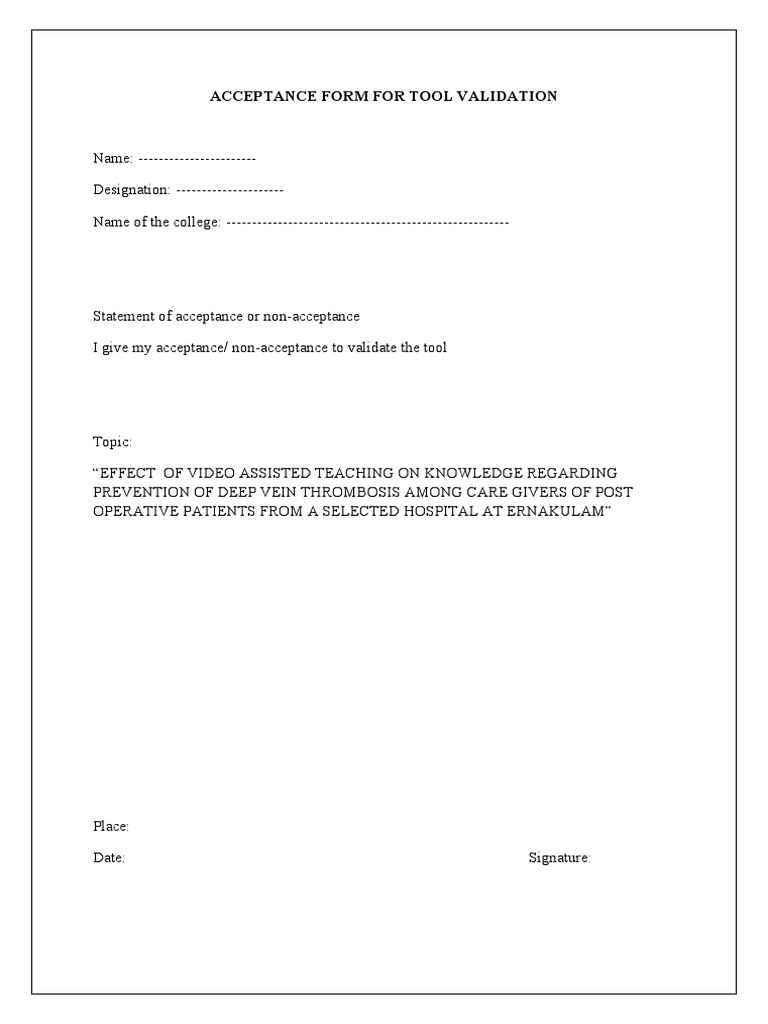 Acceptance Form For Tool Validation | PDF