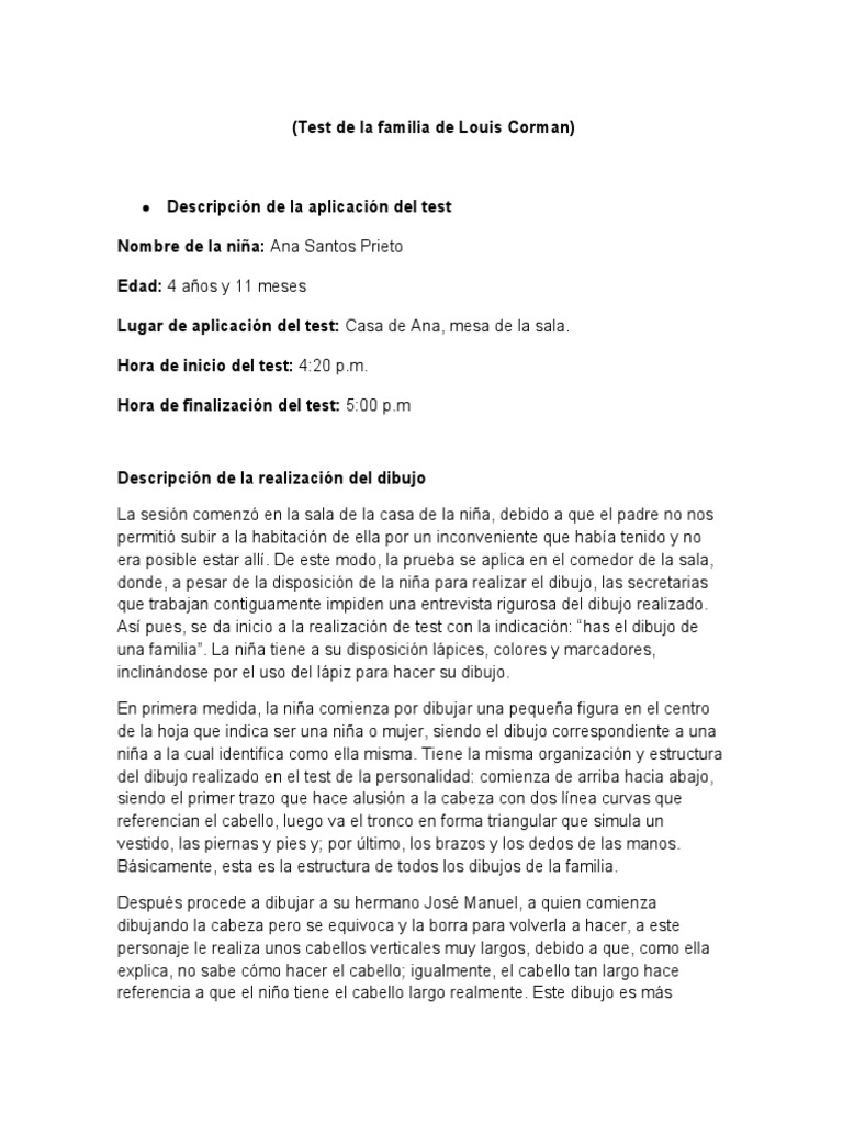 Test familia Louis Corman | PDF | Dibujo | Pelo