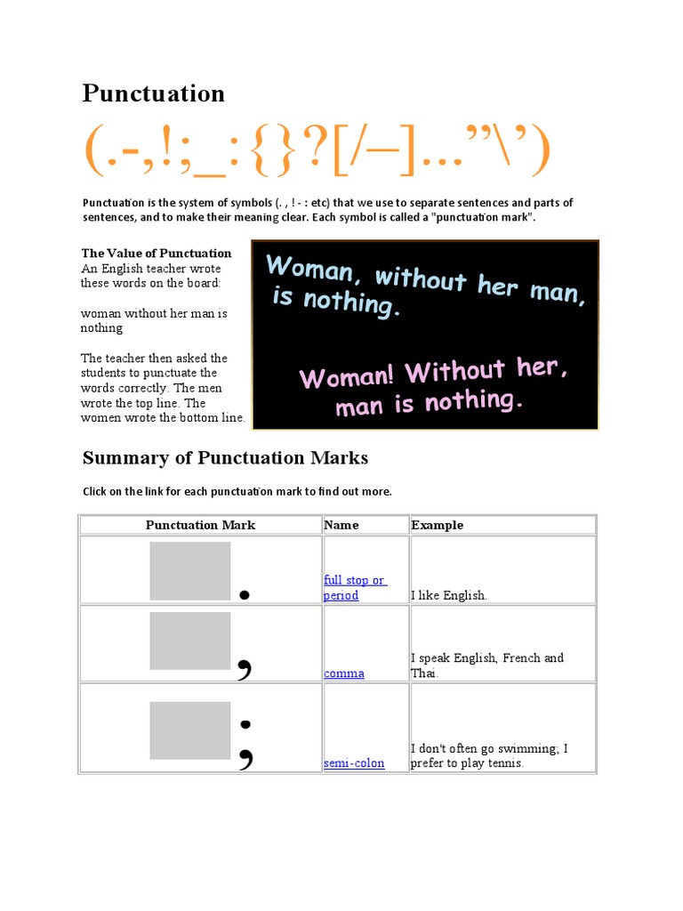 Punctuation Material | PDF | Punctuation | Typographical Symbols