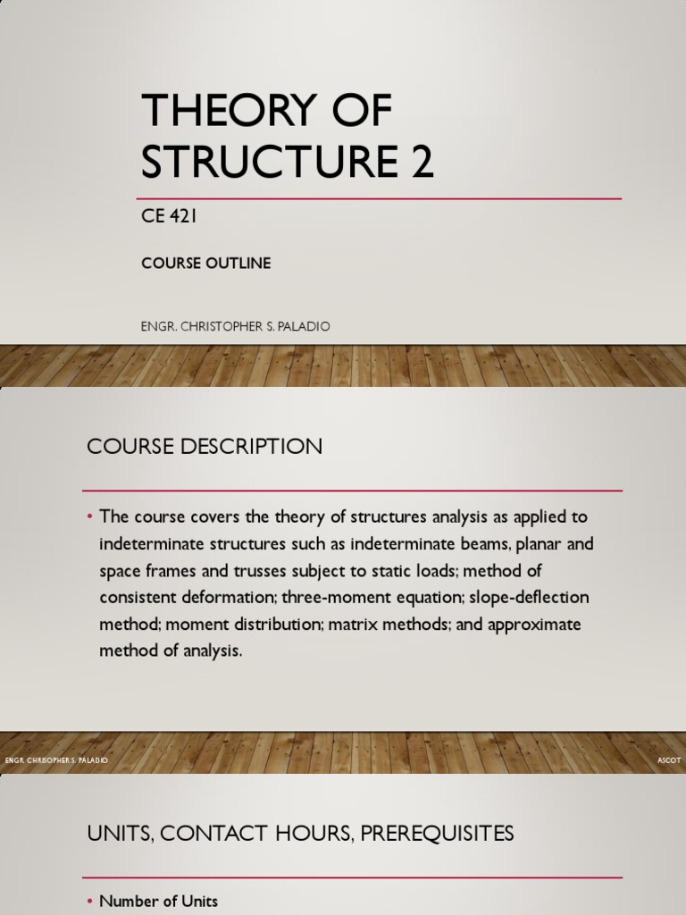 Course Outline - Theory of Structure 2 | PDF | Civil Engineering ...