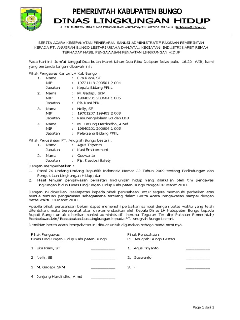 Contoh BA Kesepakatan | PDF