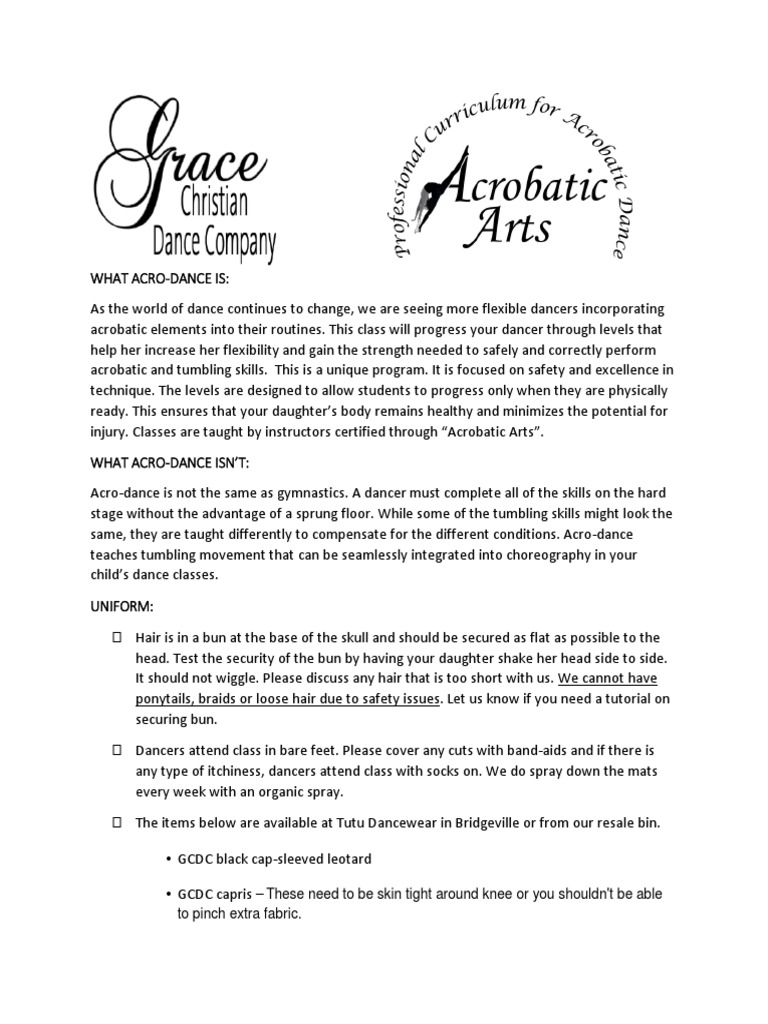 Acrobatic Arts Level Progression Guide | PDF | Sports