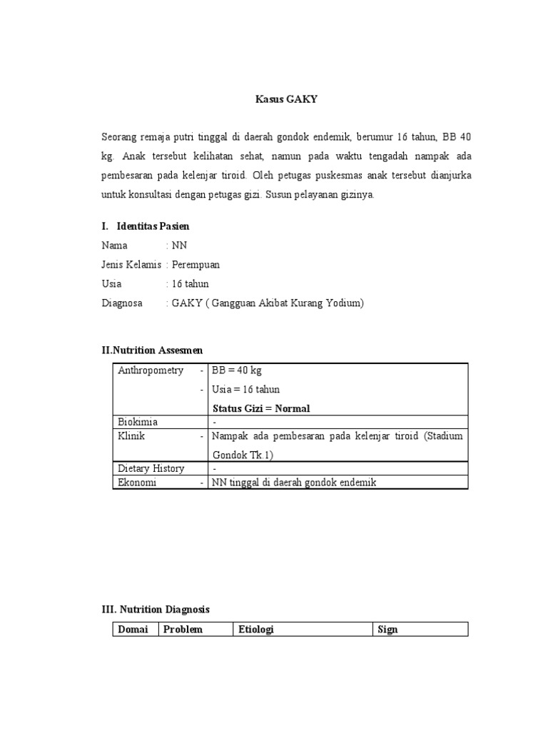 Rencana Diet Tinggi Yodium Remaja GAKY | PDF