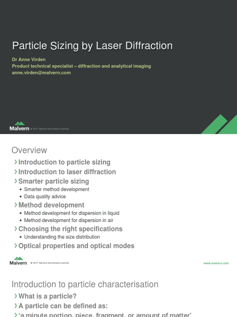 01 Particle Sizing By Laser Difraction Pdf Pdf Scattering Mean