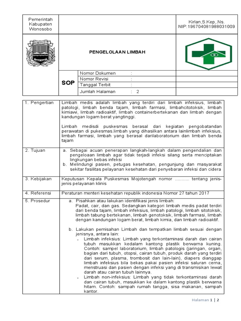 SOP Pengelolaan Limbah | PDF