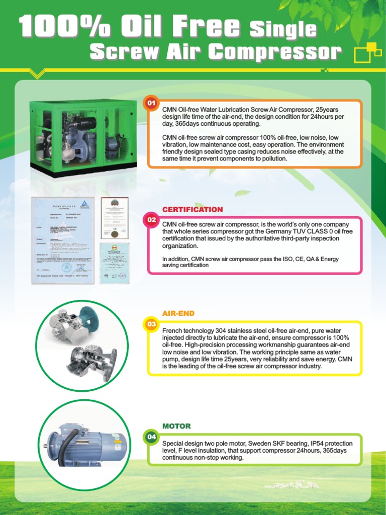 CMN OIL FREE COMPRESSOR - Compressed | PDF | Pipe (Fluid Conveyance ...