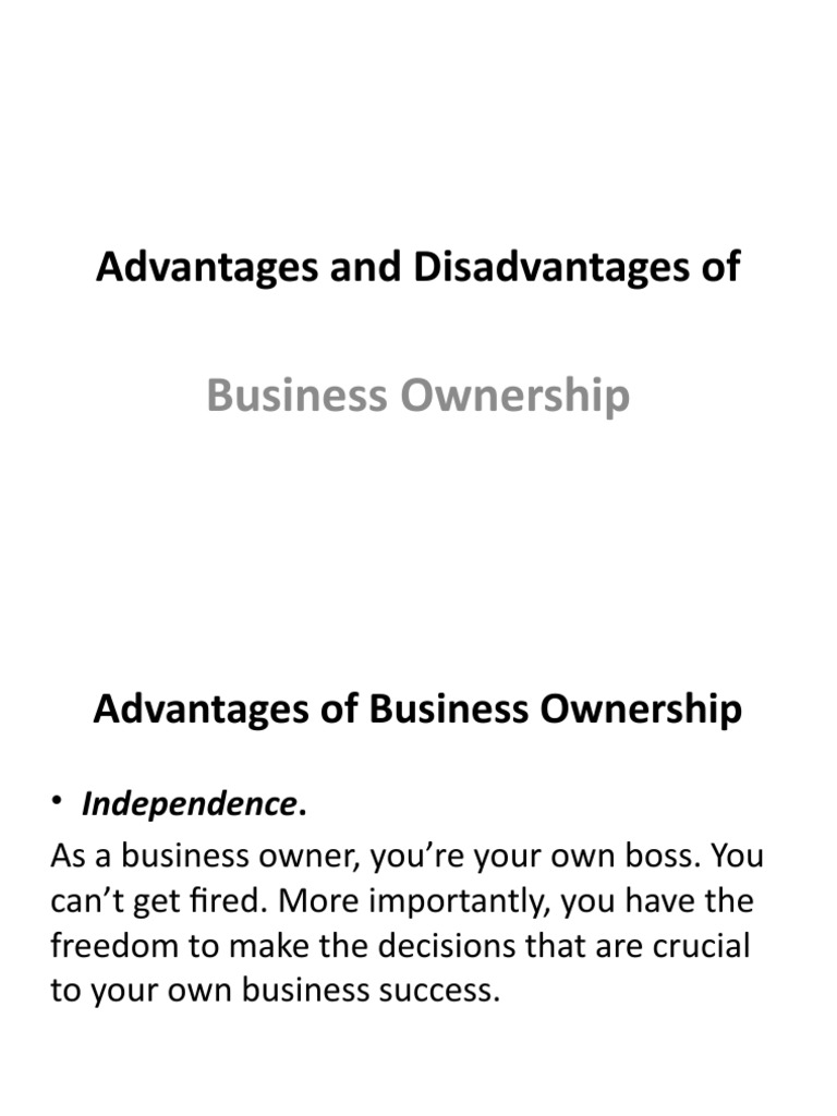 Business Ownership: Pros and Cons | PDF | Ownership | Cognition