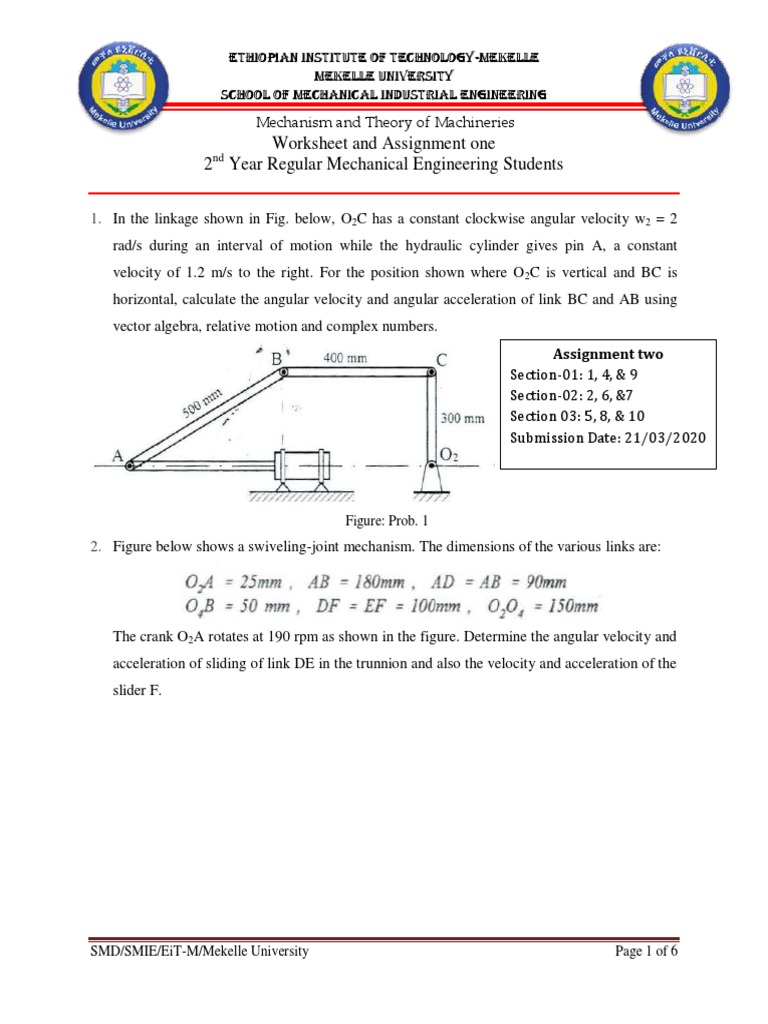 Mechanical Engineering Assignments | PDF | Velocity | Acceleration