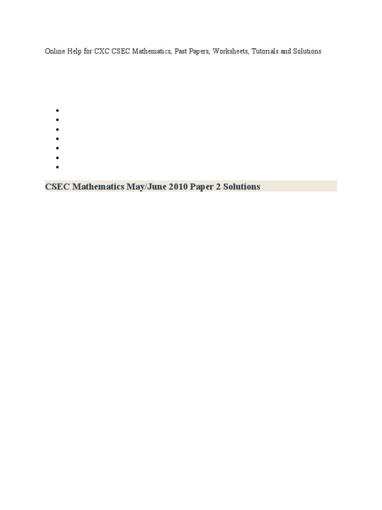 Online Help For CXC CSEC Mathematics | PDF