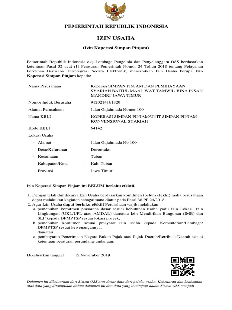 Surat Izin Usaha Simpan Pinjam Oss Step 2 | PDF